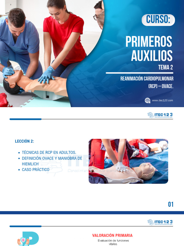 Primeros Auxilios - SESIÓN 2-1 | PDF | Reanimación cardiopulmonar | Paro cardíaco