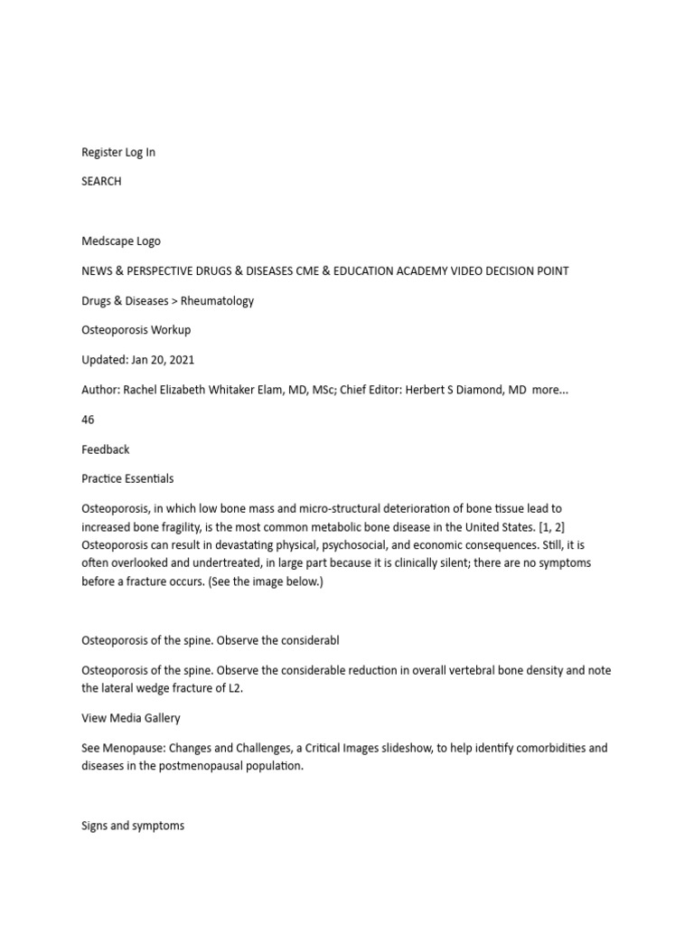Osteoporosis Medscape, Incompleto | PDF | Osteoporosis | Bone