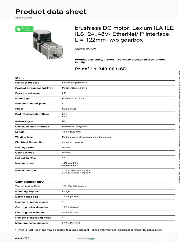 Lexium ILA - ILE - ILS - ILE2K661PC1A0 | PDF
