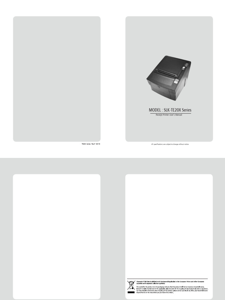 SLK-TE20XSeries MANUAL | PDF | Printer (Computing) | Computer Hardware
