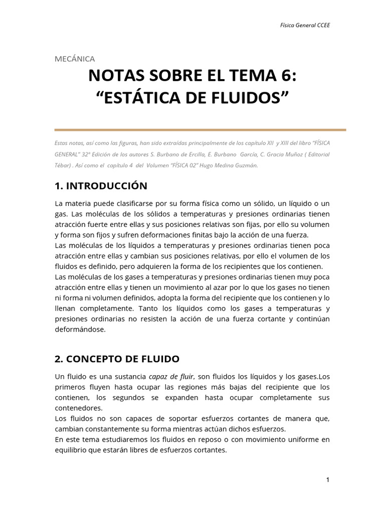 Tema 7. Estática de Fluidos | PDF