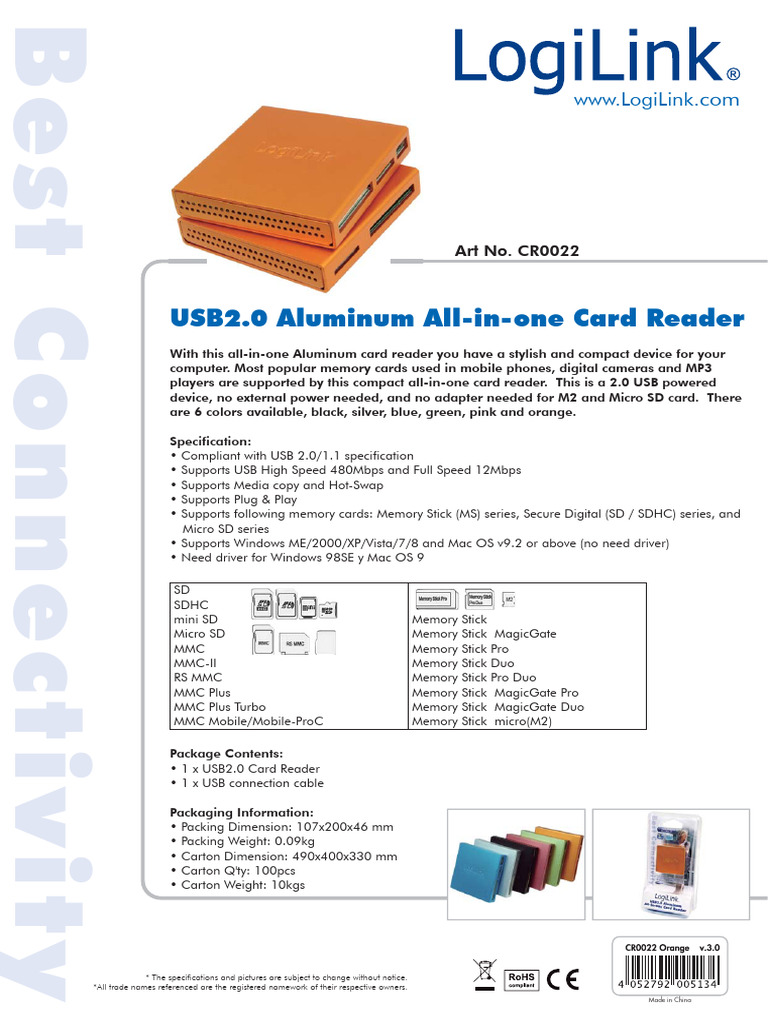 Logilink CR0022 | PDF | Usb | Computing