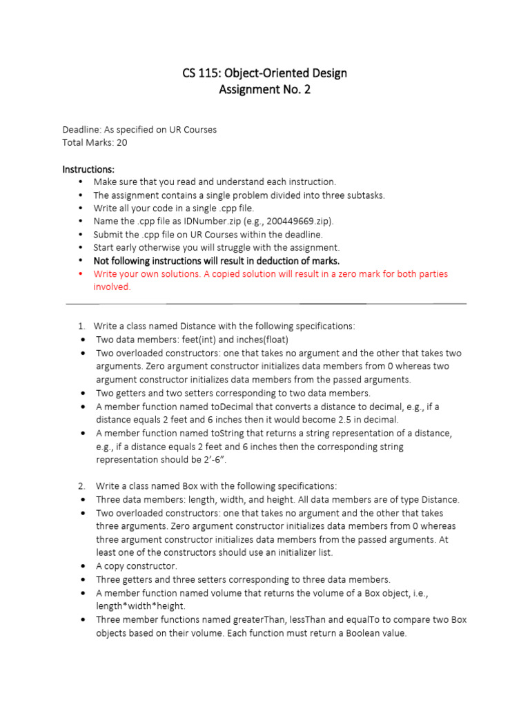 Assignment 2 | Download Free PDF | Constructor (Object Oriented Programming) | Programming