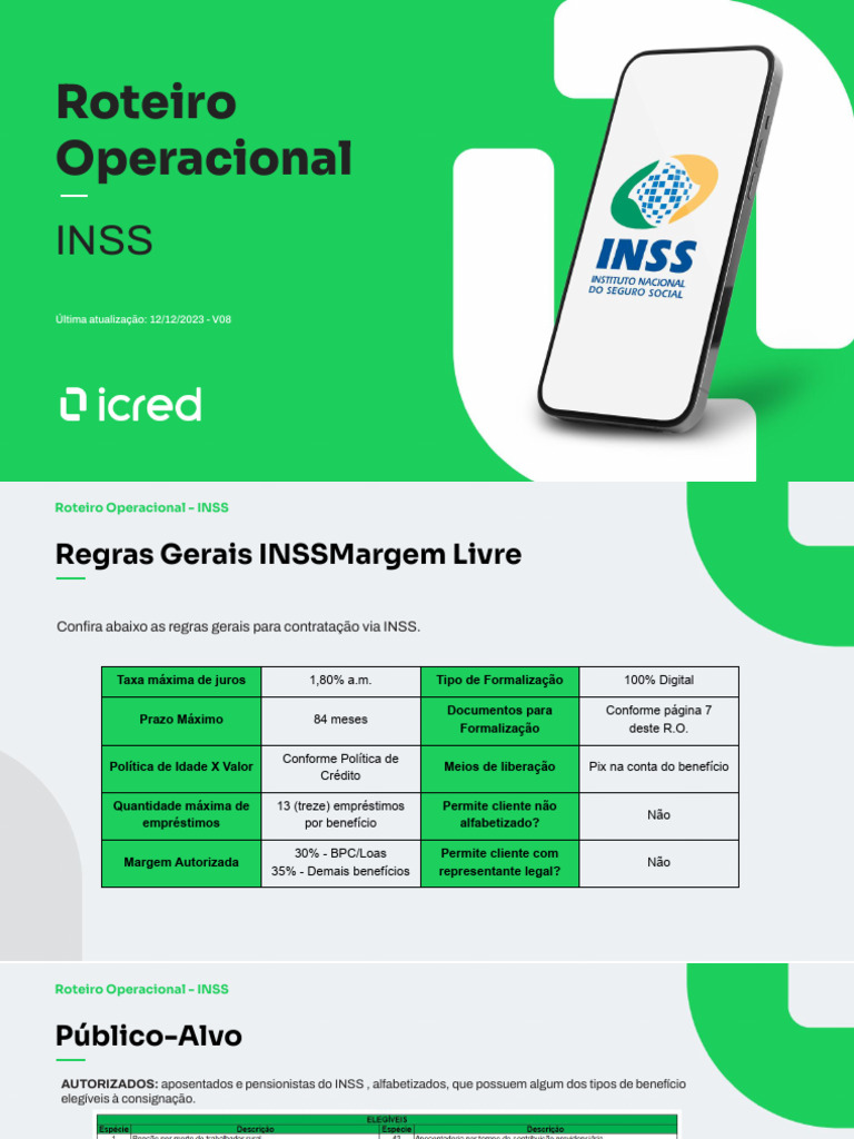 Roteiro Operacional - INSS - Icred - V08 | PDF