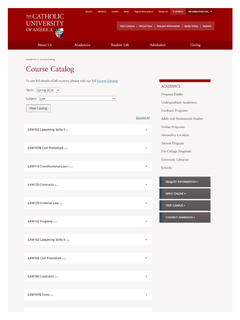 Screencapture Catholic Edu Academics Course Catalog Index HTML 2024 01 ...