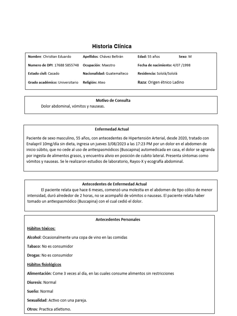 Historia Clínica y Metodo de Weed | PDF | Alergia | Hipertensión