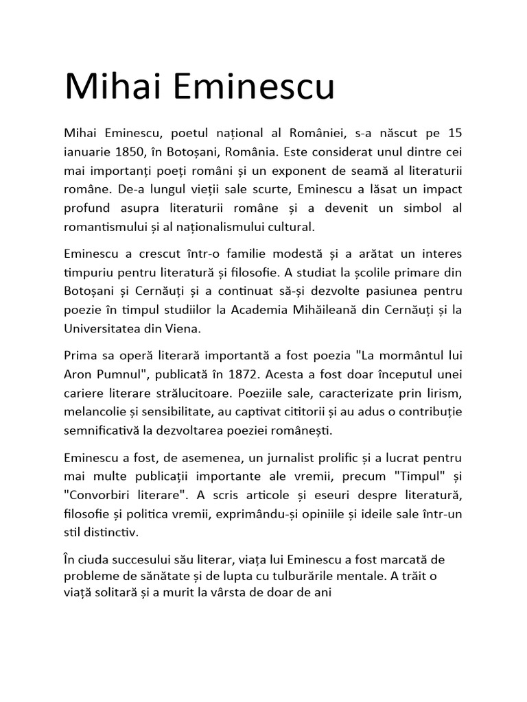 Mihai Eminescu | PDF
