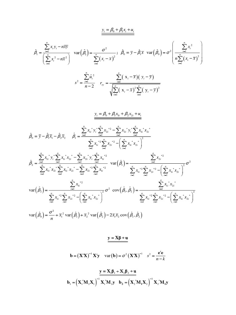 Formula Sheet For The Midterm Exam | PDF
