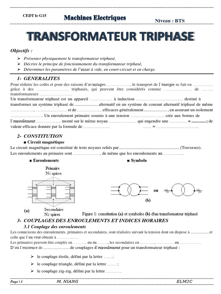 Cours de Transformateur Triphasé | PDF