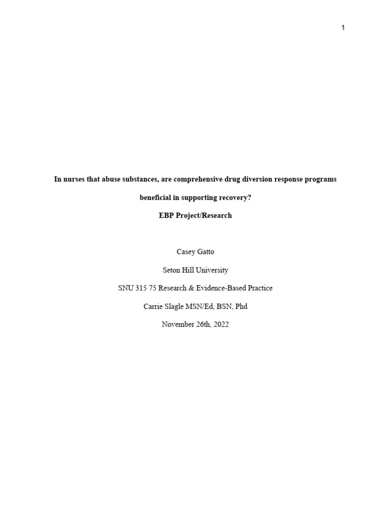 ebp project research | PDF | Nursing | Substance Abuse