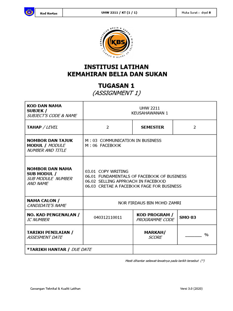 Kertas Tugasan Uhw2211 Copy 2 | PDF | Teknologi & Rekayasa