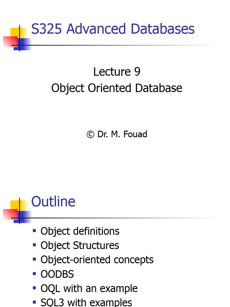Lecture 12 - Object Oriented DB | PDF