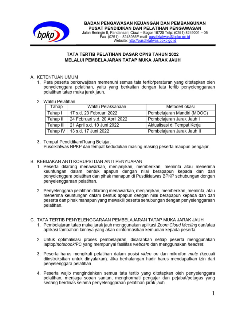 Tata Tertib Latsar 2022 | PDF