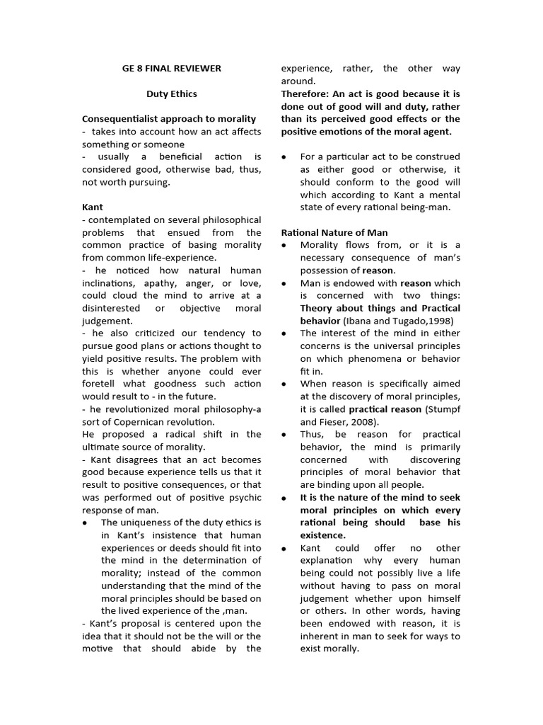 Ethics Final Exam Reviewer Guide | PDF
