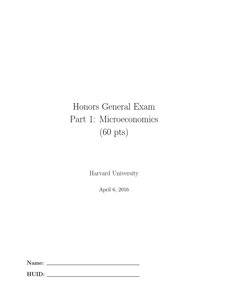 2016 Honors Exam | PDF