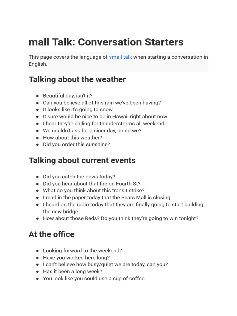 Discussion Starters | PDF