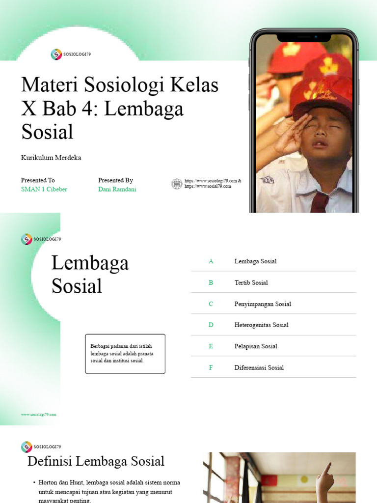 Sosiologi Kelas X Bab 4 Lembaga Sosial (Kurikulum Merdeka) | PDF