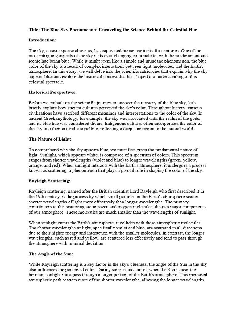 Why Is The Sky Blue? | PDF