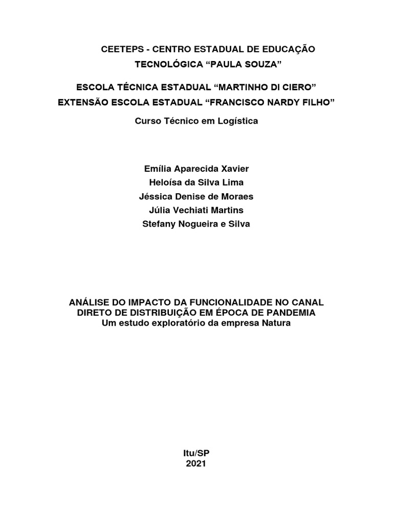 TCC - Oficial - Tec. Log (2021) | PDF | Logística | Cadeia de suprimentos