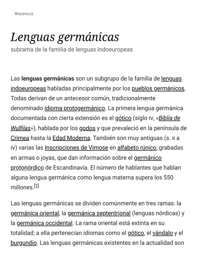 Lenguas Germánicas - Wikipedia, La Enciclopedia Libre | PDF | Europa ...