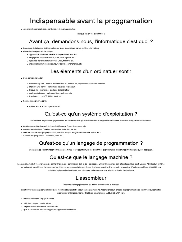 Cours Algo | PDF | Langage de programmation | Programmation informatique