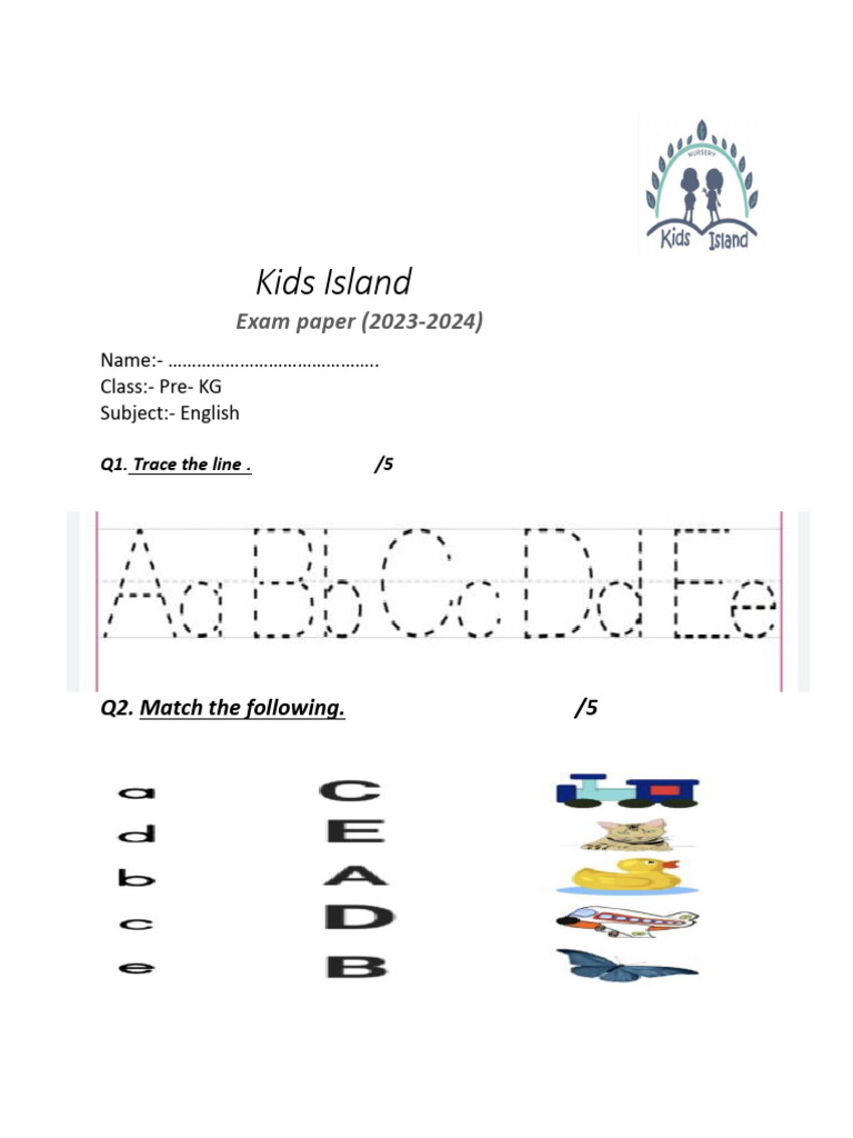 Pre KG English | PDF