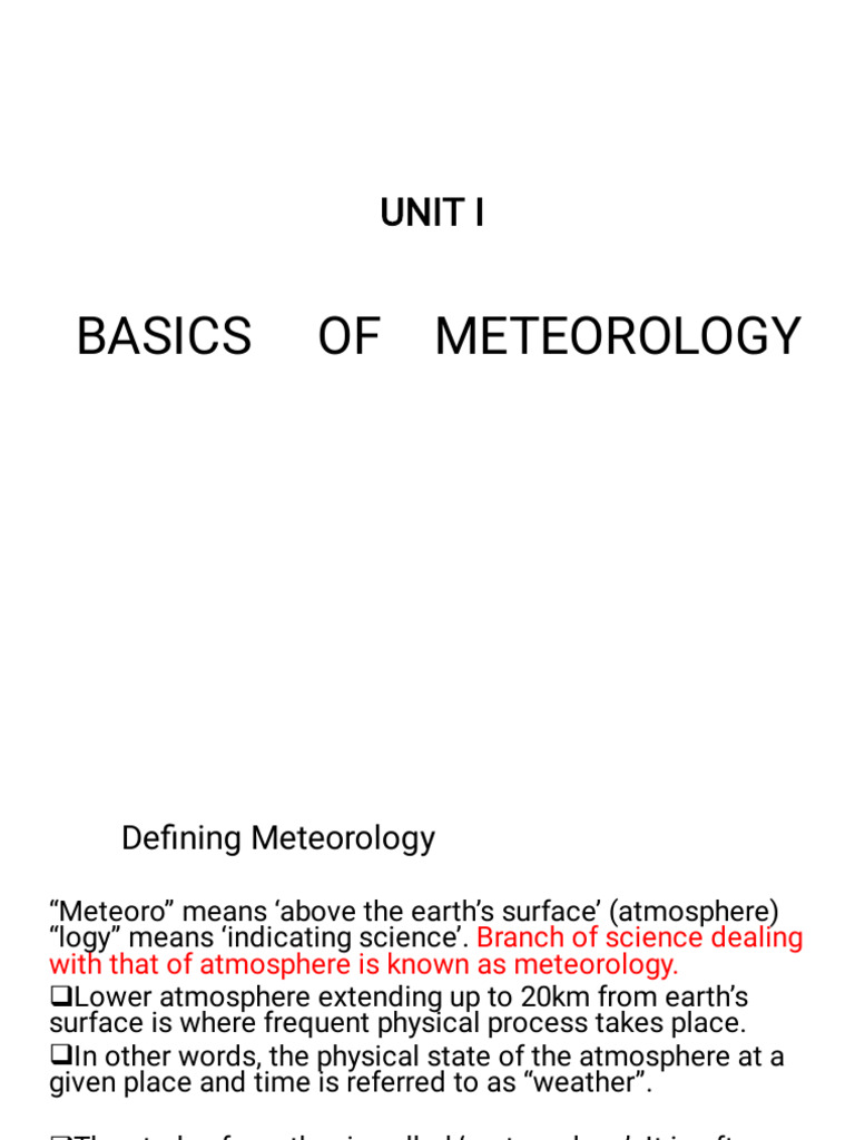 S Unit-1 AEE302 | PDF | Soil | Meteorology