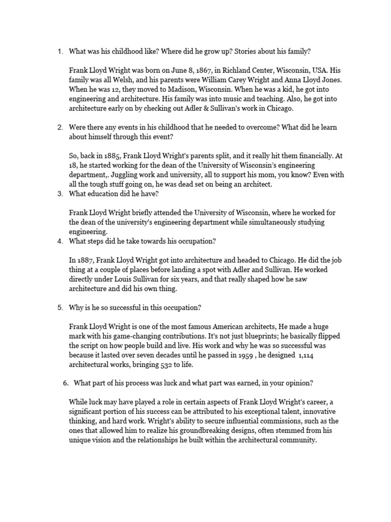 Frank Lloyd Wright Notes and Citation | PDF