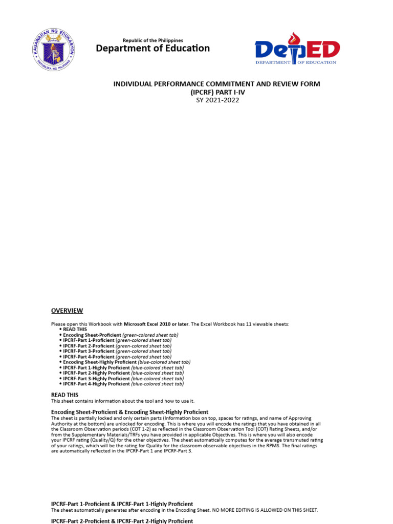 IPCRF SY 2021-2022 | PDF | Learning | Lesson Plan