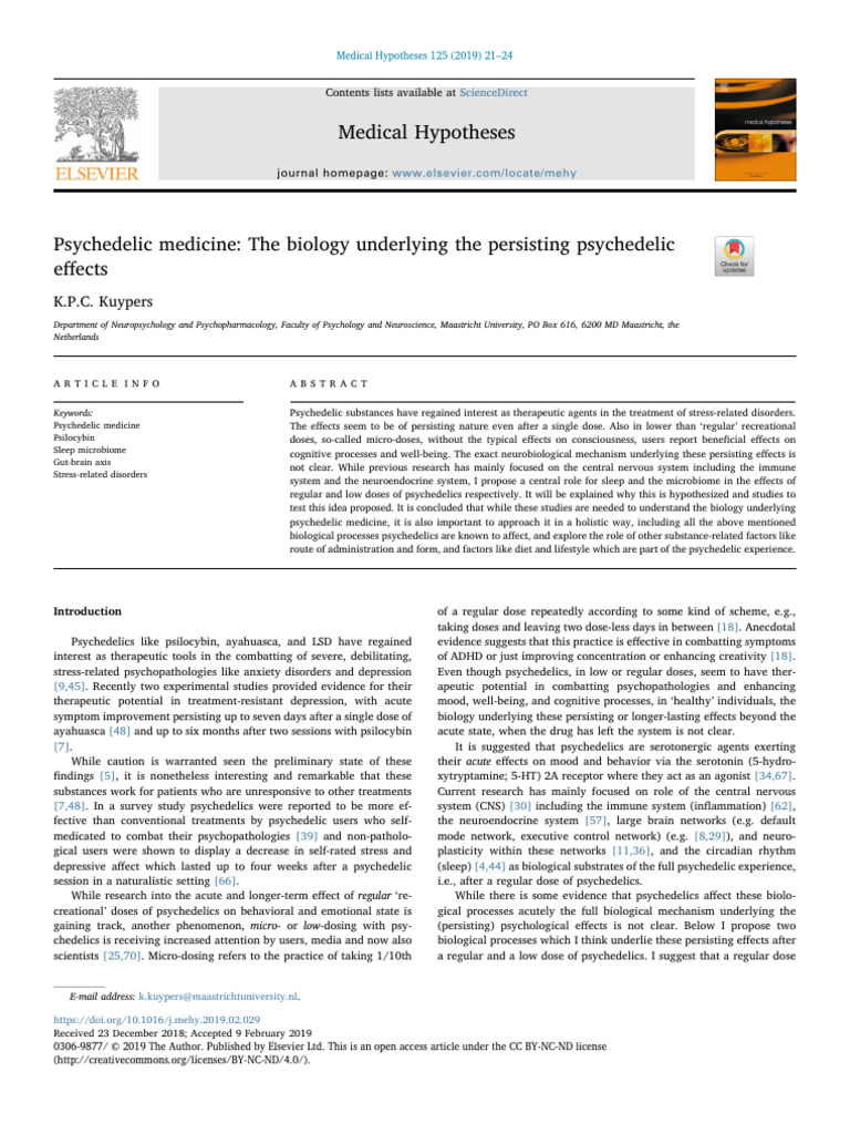 Psychedelic Medicine. The Biology Underlying The Persisting Psychedelic ...