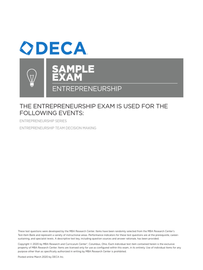 Deca 2020 | Download Free PDF | Equity (Finance) | Entrepreneurship