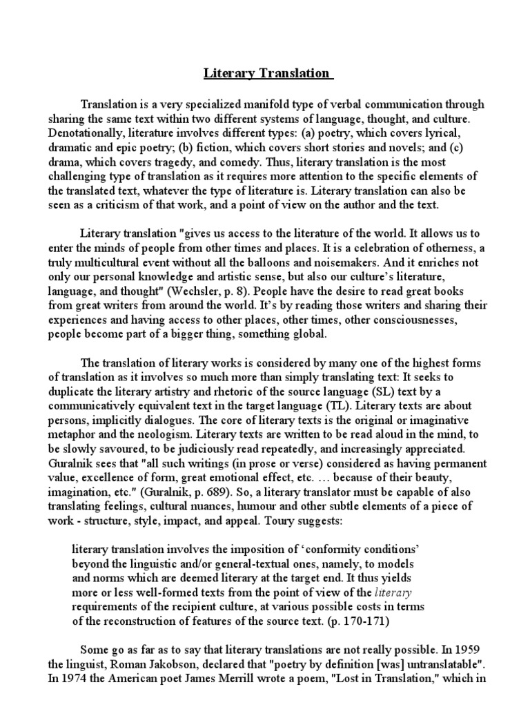 Literary Translation | PDF | Translations | Poetry