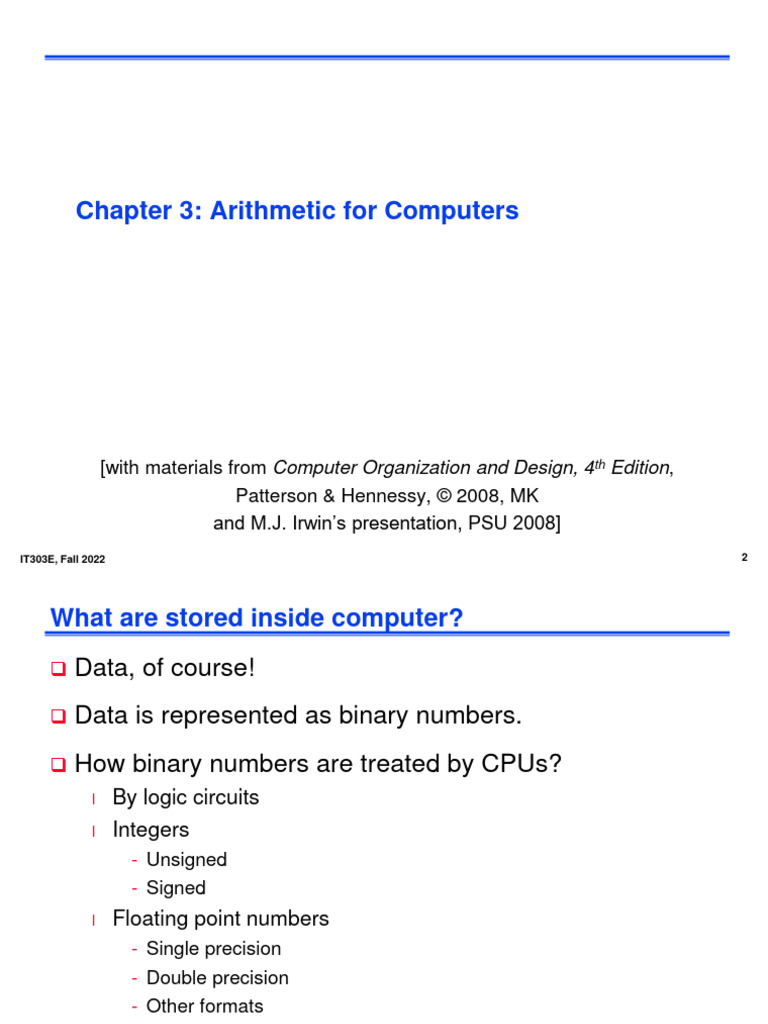 IT3030E CA Chap3 Arithmetics | PDF | Mathematical Logic | Theoretical Computer Science