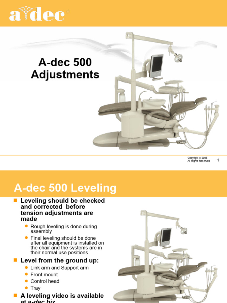 A-Dec 500 Dental Chair - Adjustments | PDF | Screw | Elevator