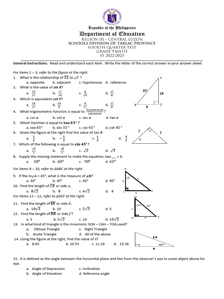 Math 9 | PDF | Triangle | Angle