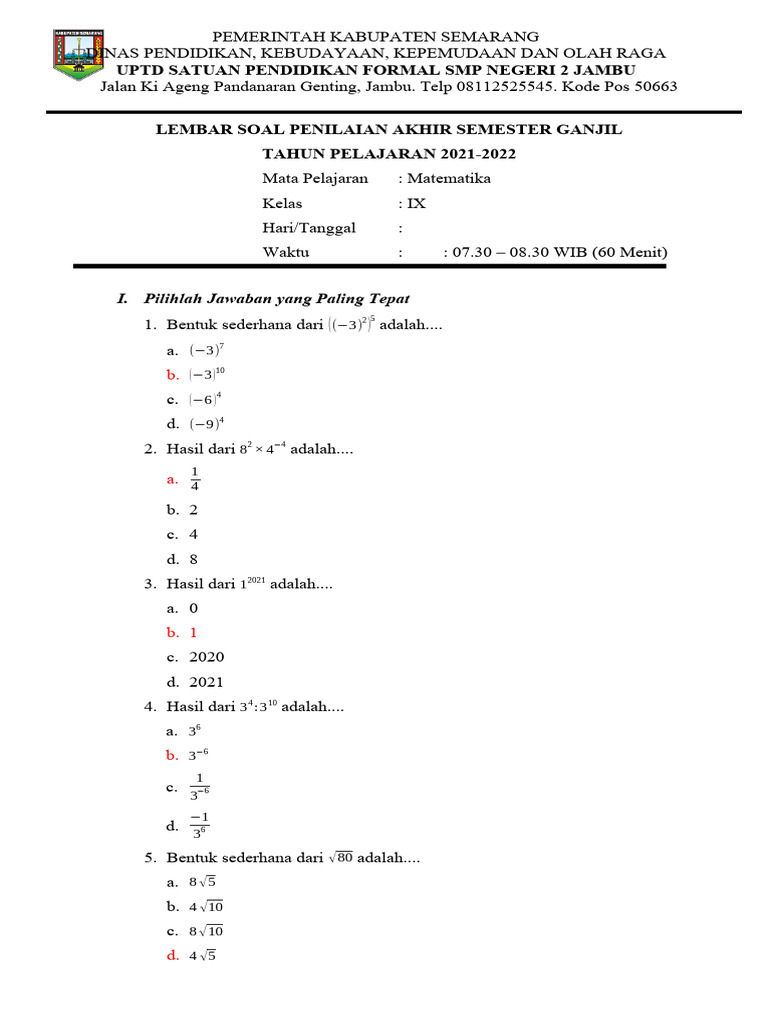 Soal Pas 1 2021 | PDF | Metode & Bahan Ajar