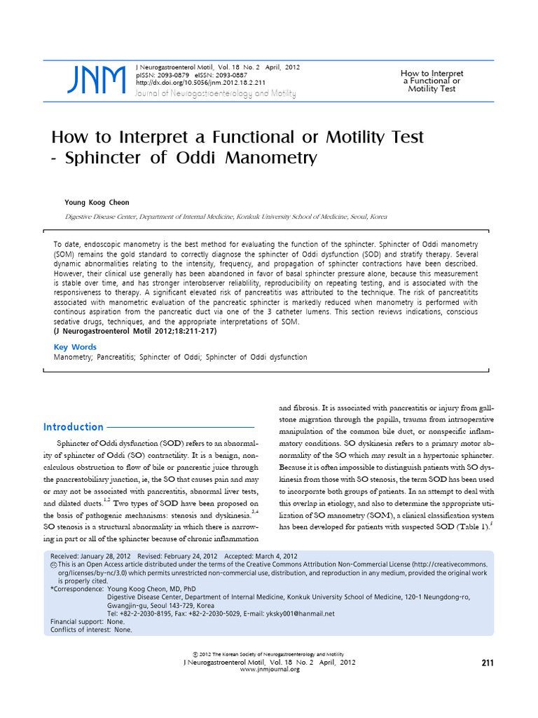 How To Interpret A Functional or Motility Test - Sphincter of Oddi ...