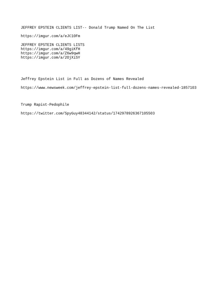 Jeffrey Epstein Clients List - Donald Trump Named On The List | PDF