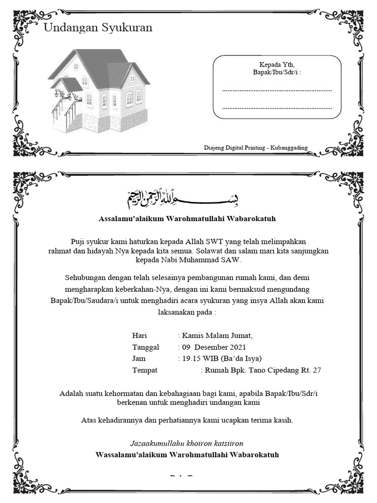Undangan Rumah Baru | PDF | Memasak, Makanan, & Anggur
