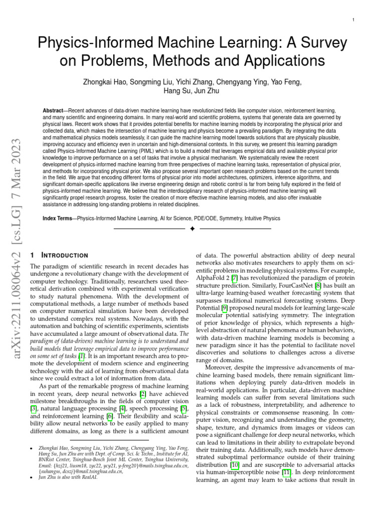 Physics-Informed Machine Learning: A Survey On Problems, Methods and ...