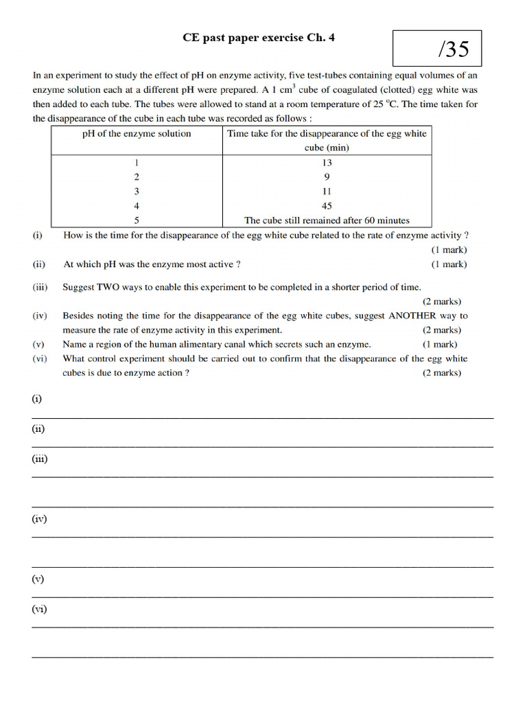 S4 bio CE past paper ch. 4 LQ | PDF