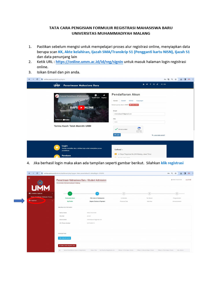 Panduan Registrasi E-KTM | PDF