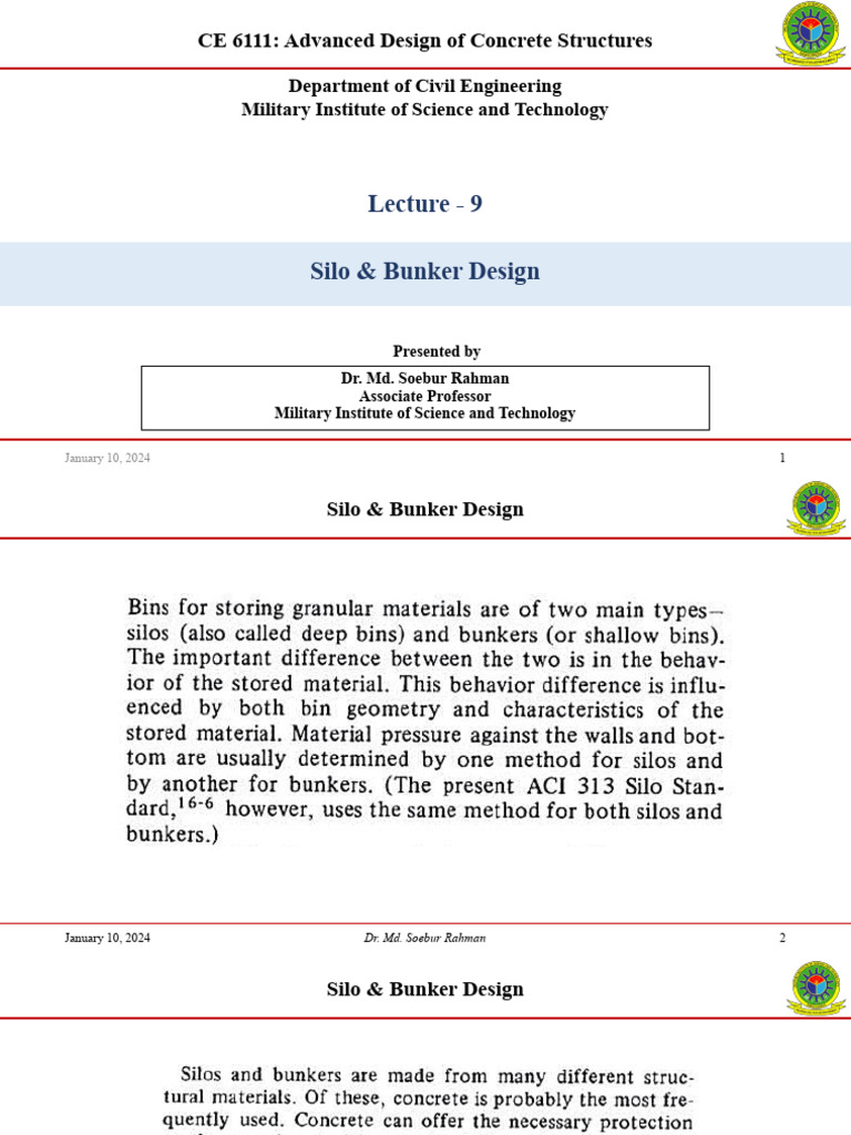 Lec 9 (Silo Design) | PDF