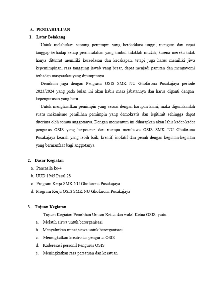 Proposal Pemilihan Osis | PDF