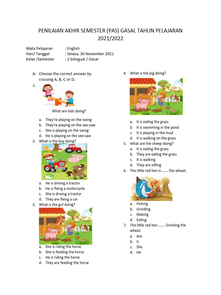 Mid Term Assessment For Class 2 | PDF
