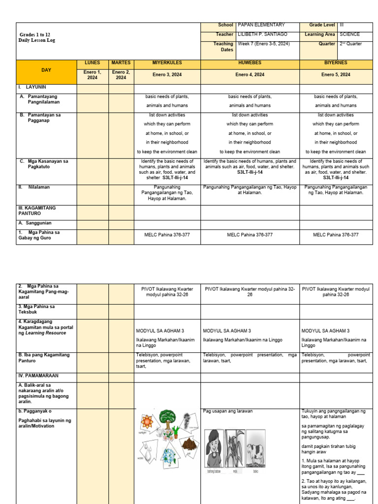 Dll-Science-Q2-Week 7 | PDF | Nature | Organisms