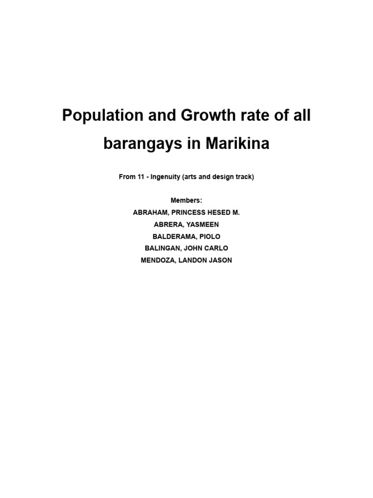 Population and Growth Rate of All Barangays in Marikina | PDF | Economies