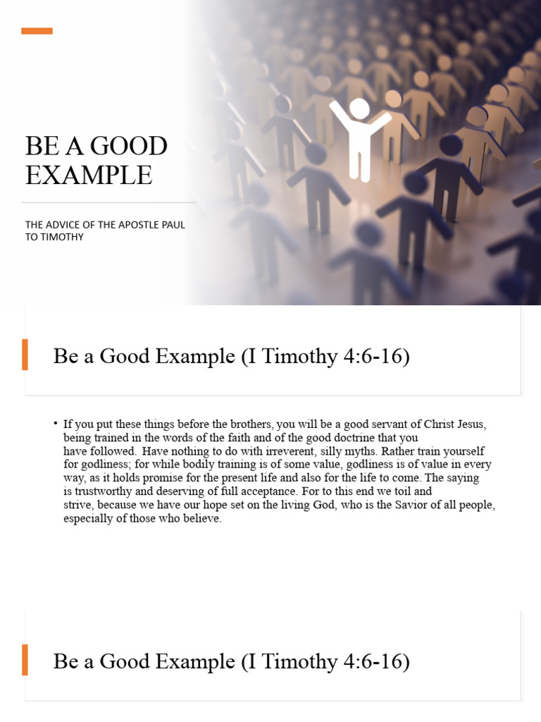 BE A GOOD EXAMPLE (Sunday Sermon) | PDF