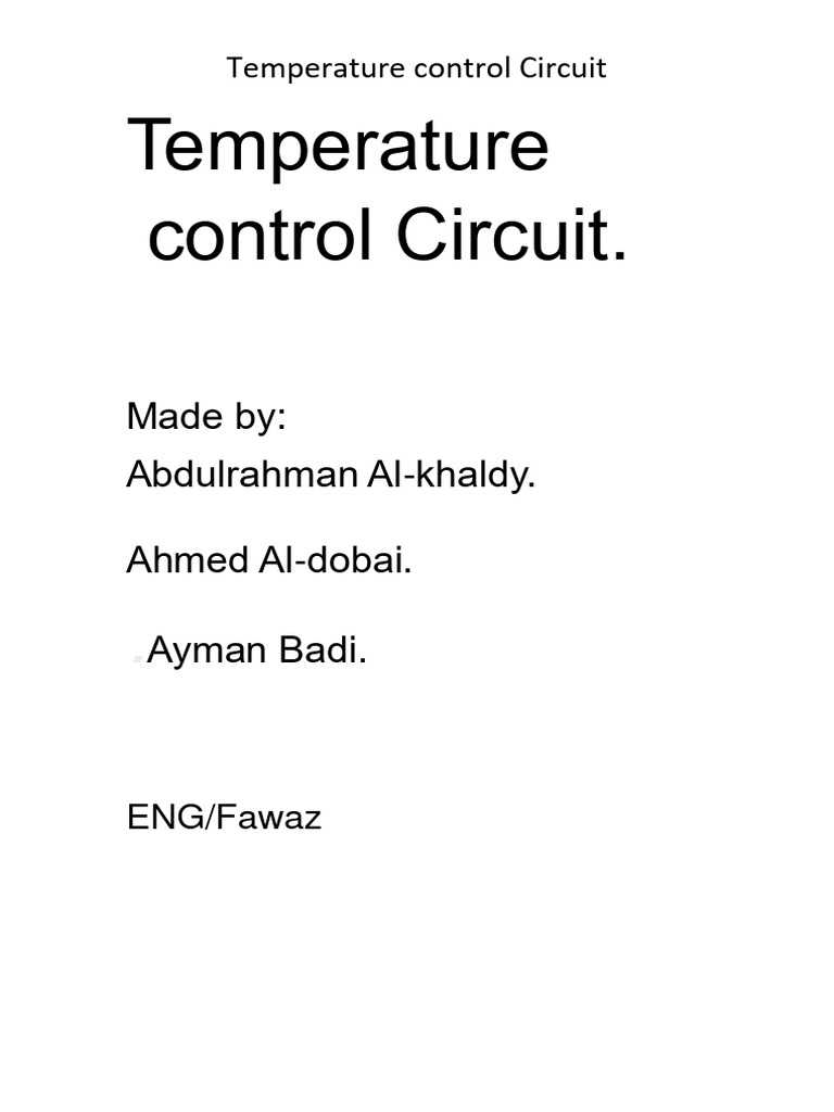 Temperature Control Circuit | PDF