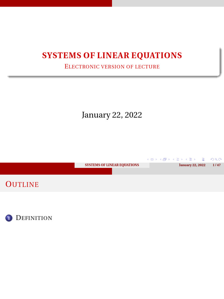System Linear Equations Pdf